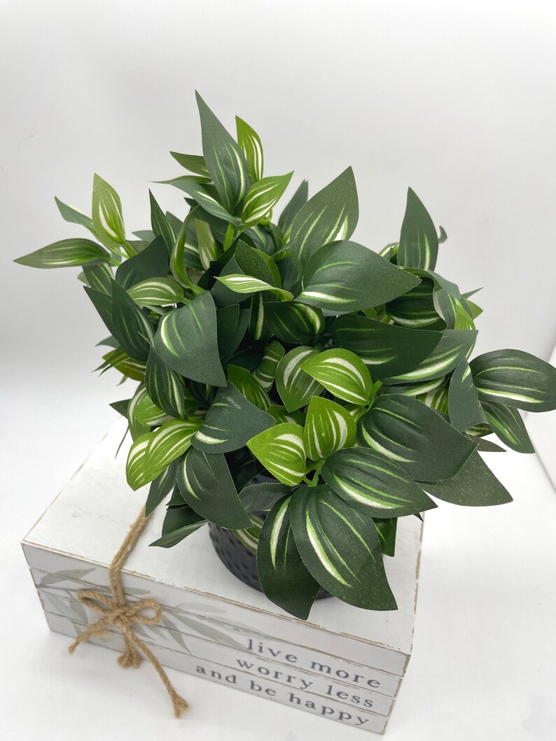 Small Fake Plants in Black Pot, Elegant Faux Greenery for Office Desk ...
