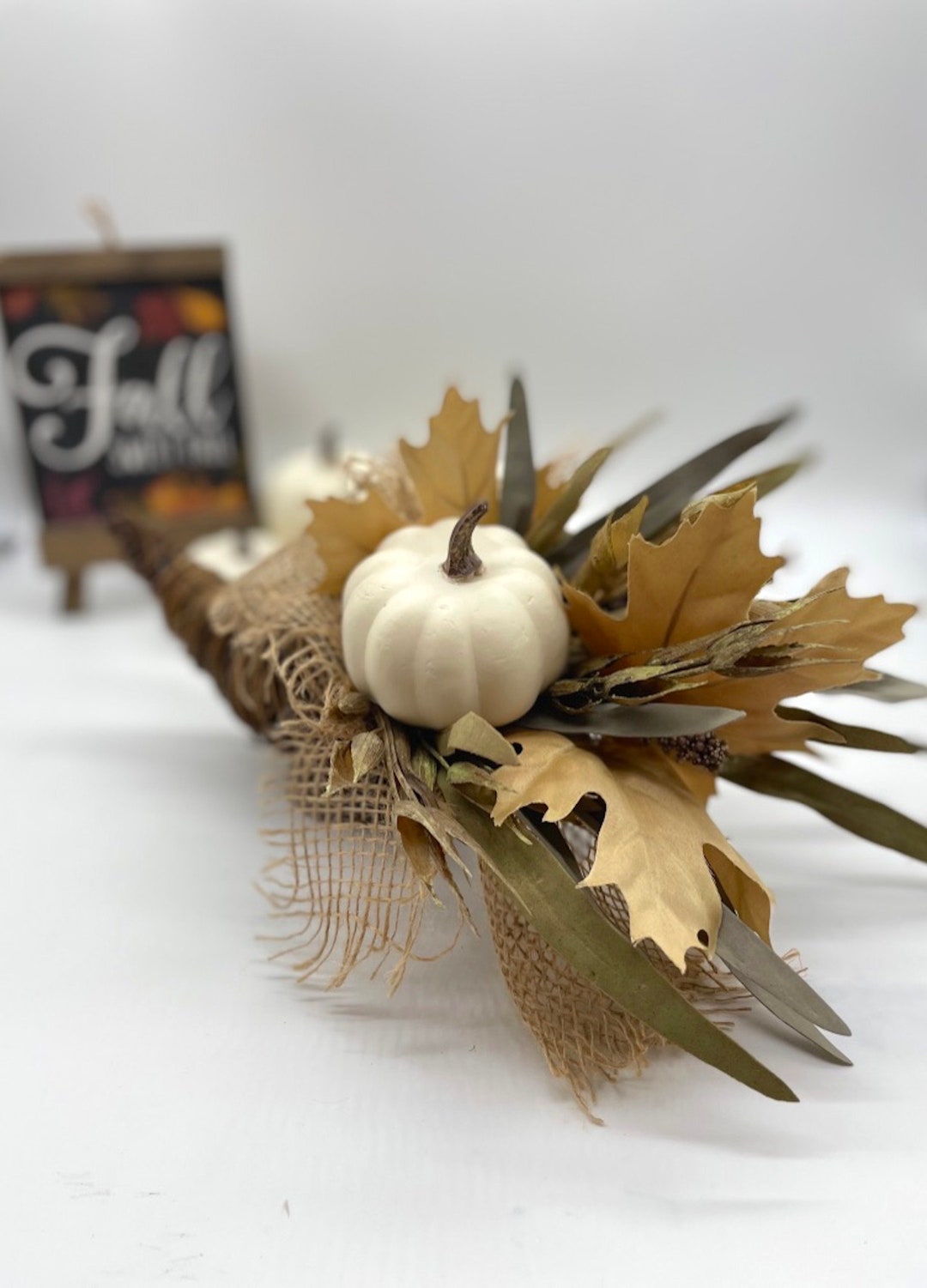 Mini Cornucopia Tier Decor, Small Fall Coffee Table Decor, Pumpkin ...