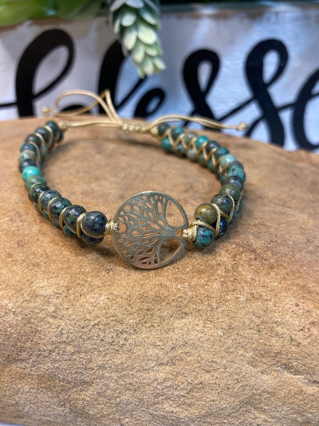 Beaded Adjustable Bracelet Tree of Life Natural Stone Bracelets - Etsy