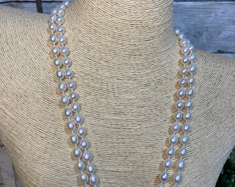 Freshwater Pearl Double Strand Necklace in Peach and Ivory - Etsy