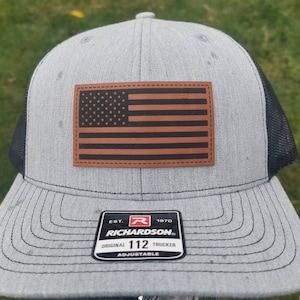 American Flag Patch Hat American Patriotic Flag Hat Leather Patch Hat ...