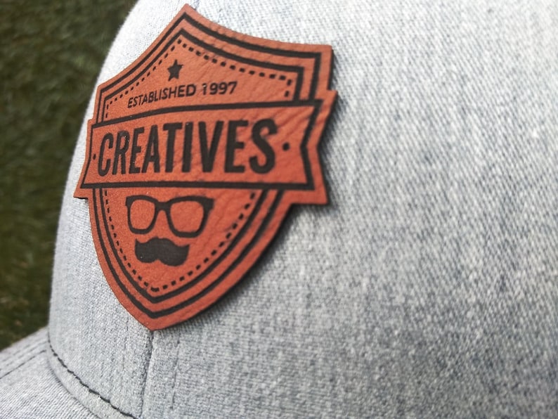 Leatherette Patch Hats Logo Hats Laser Engraved Leather | Etsy