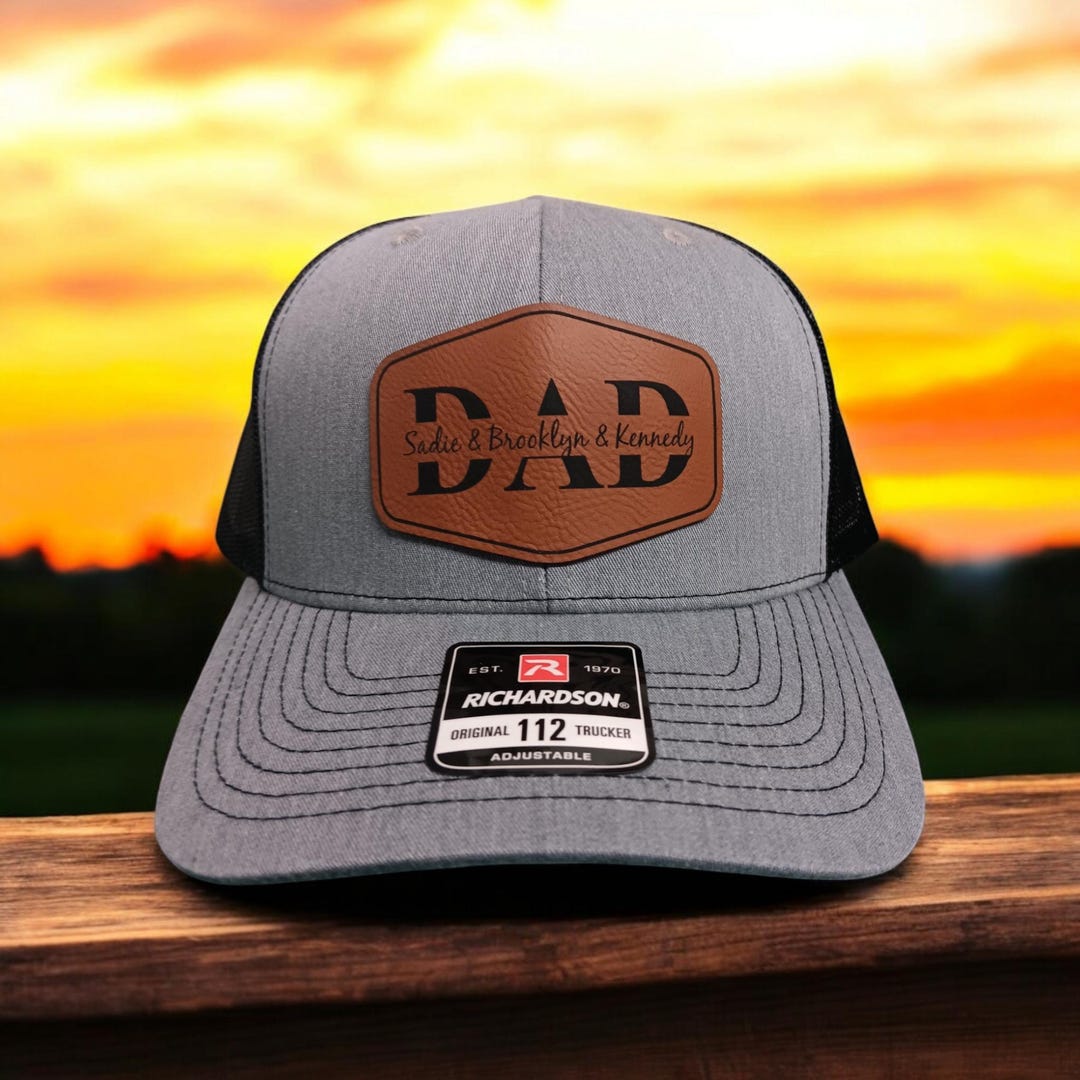 Custom Dad Kids Leather Patch Hat Add Names Leatherette Patch Hats ...