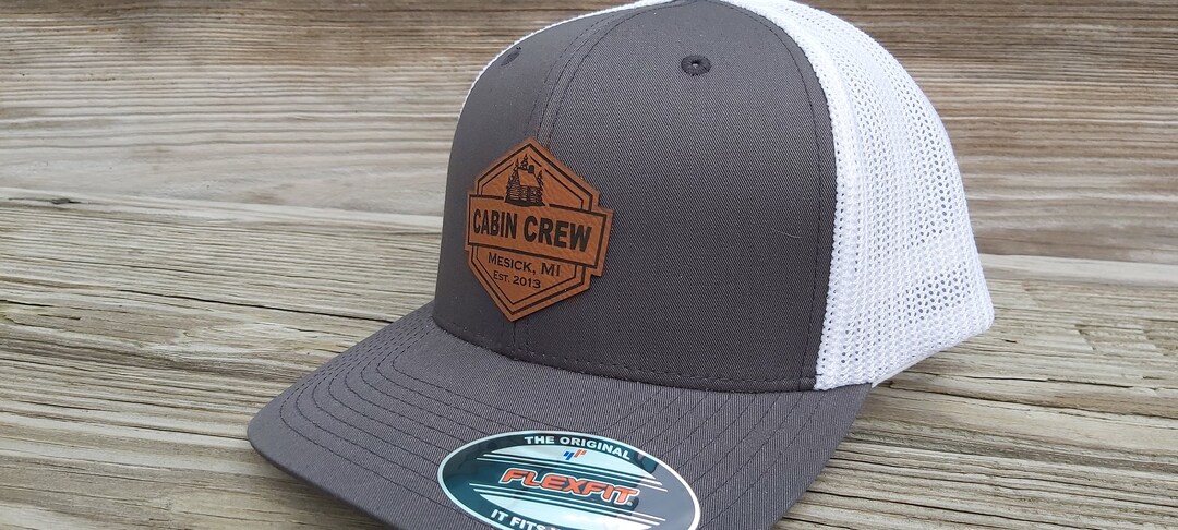 Custom Leather Patch Hats, FLEXFIT, Laser Engraved Leather Patch, FLEX FIT, Company Logo Hat ...