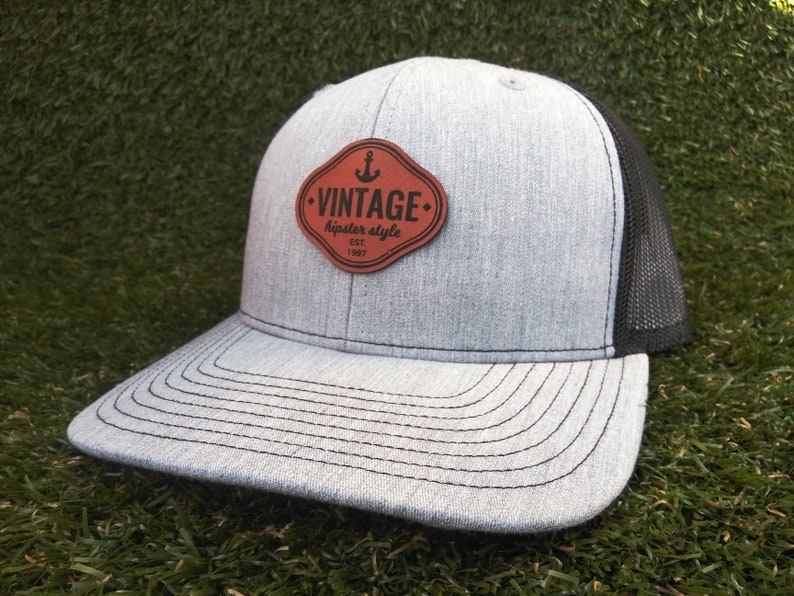 10 Leatherette Patch Hats Logo Hats Laser Engraved Leather | Etsy