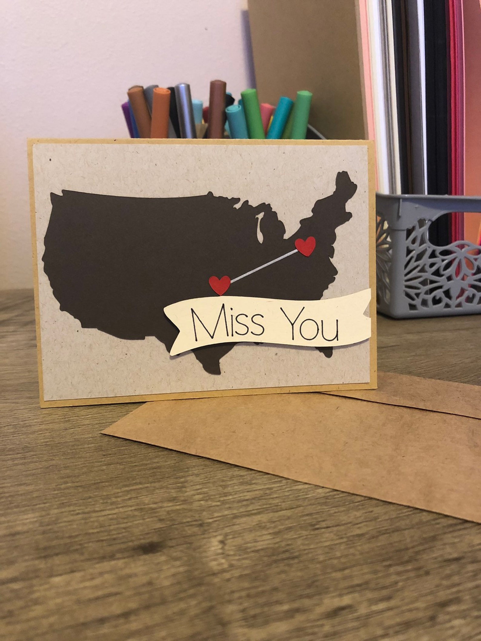 Miss You Card Customize Map American Map Great for Long Distance Friend ...