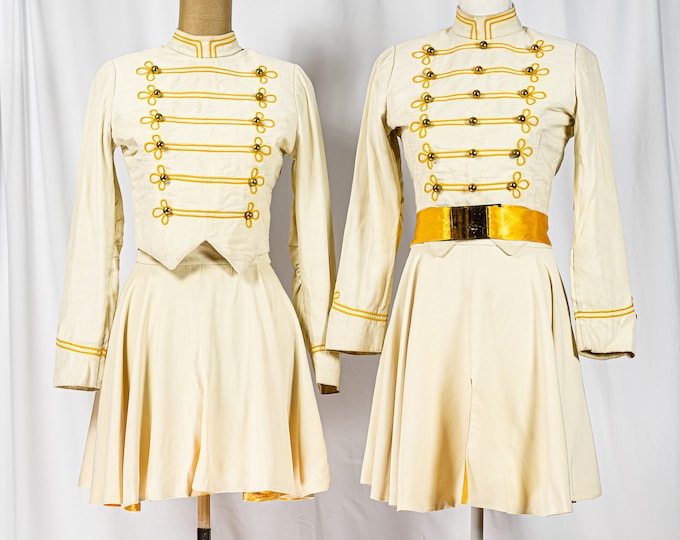 Vintage 40s Majorette Costume, Military Style, Brass Button, Yellow ...