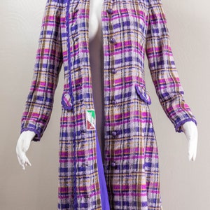 Fun and Funk Purple Plaid Wool Knit Coat, Princesses Seams, Pockets ...