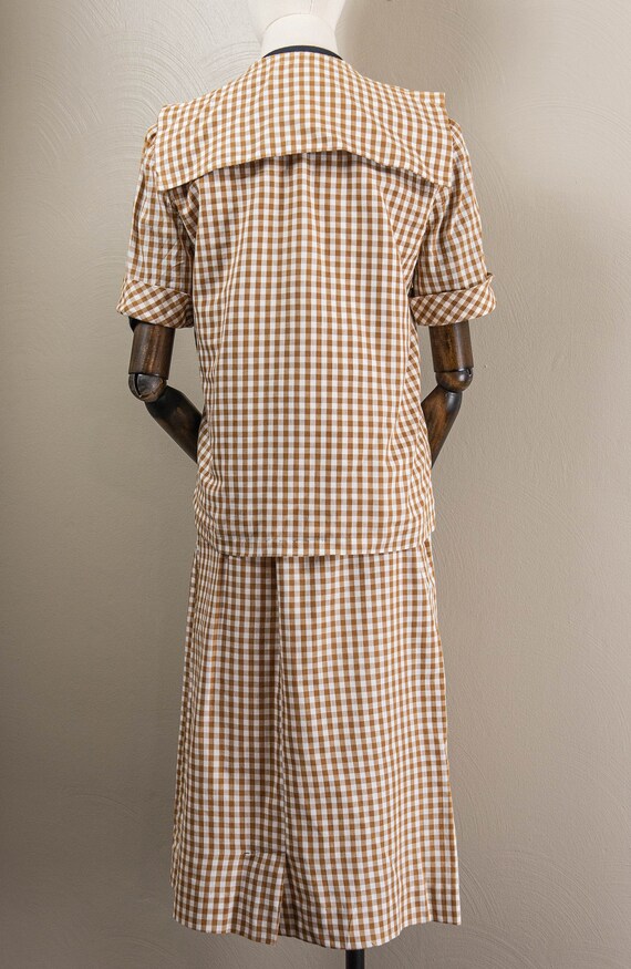 Chic Academia Styled 50s/60s Brown Gingham Suit Set, … - Gem