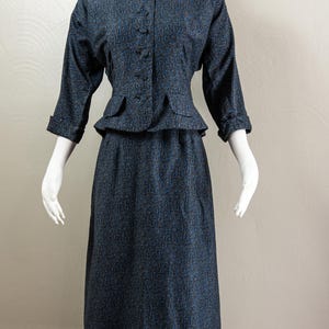 Vintage 50s Skirt Suit: Abstract Print Cotton, Double Collar, Medium - Etsy