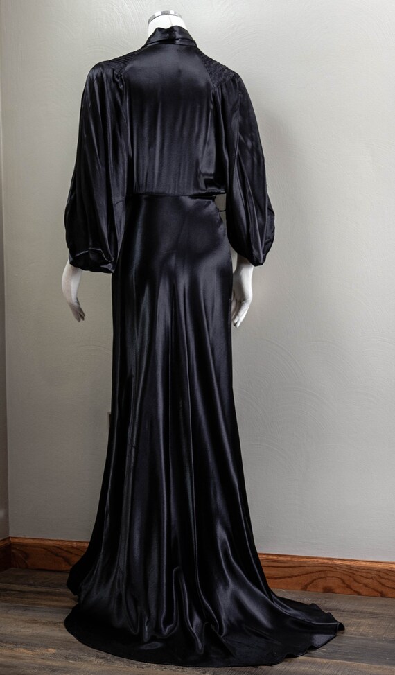 Dramatic 30s Black Crepe Back Stain Dressing Gown, Dr… - Gem
