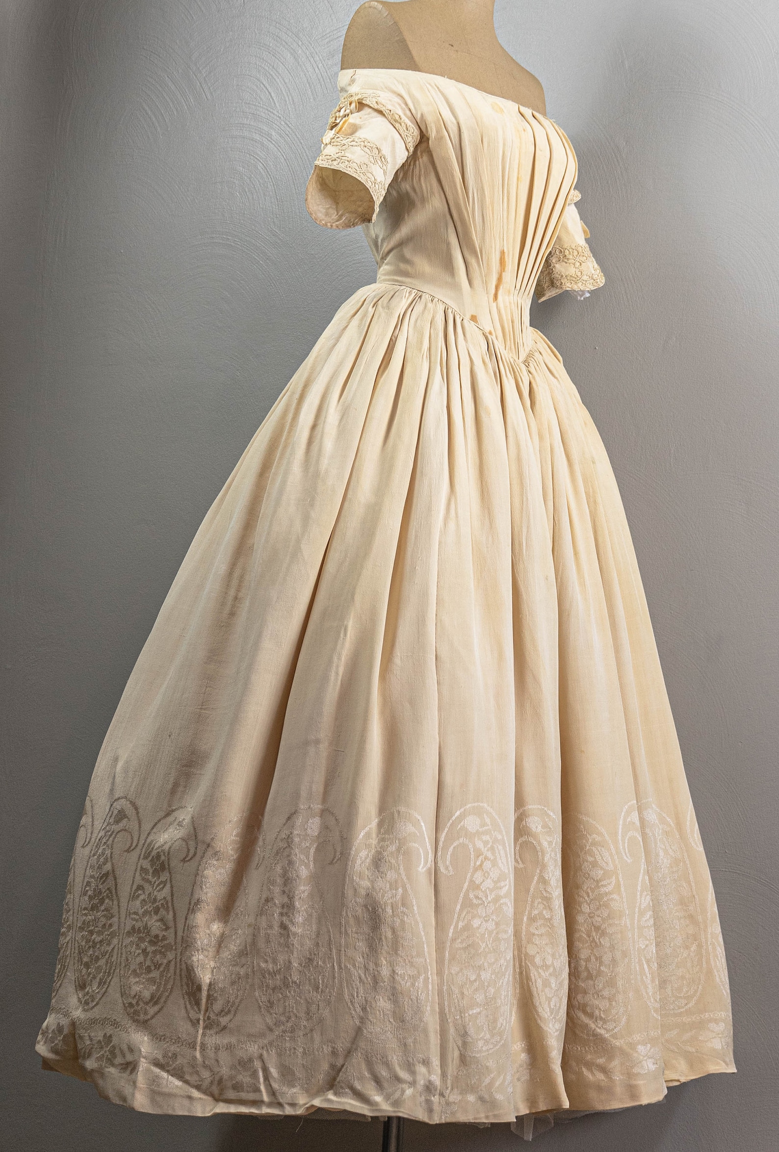 Stunning 1840s Cream Silk Jacquard Ball Gown Romantic Era - Etsy