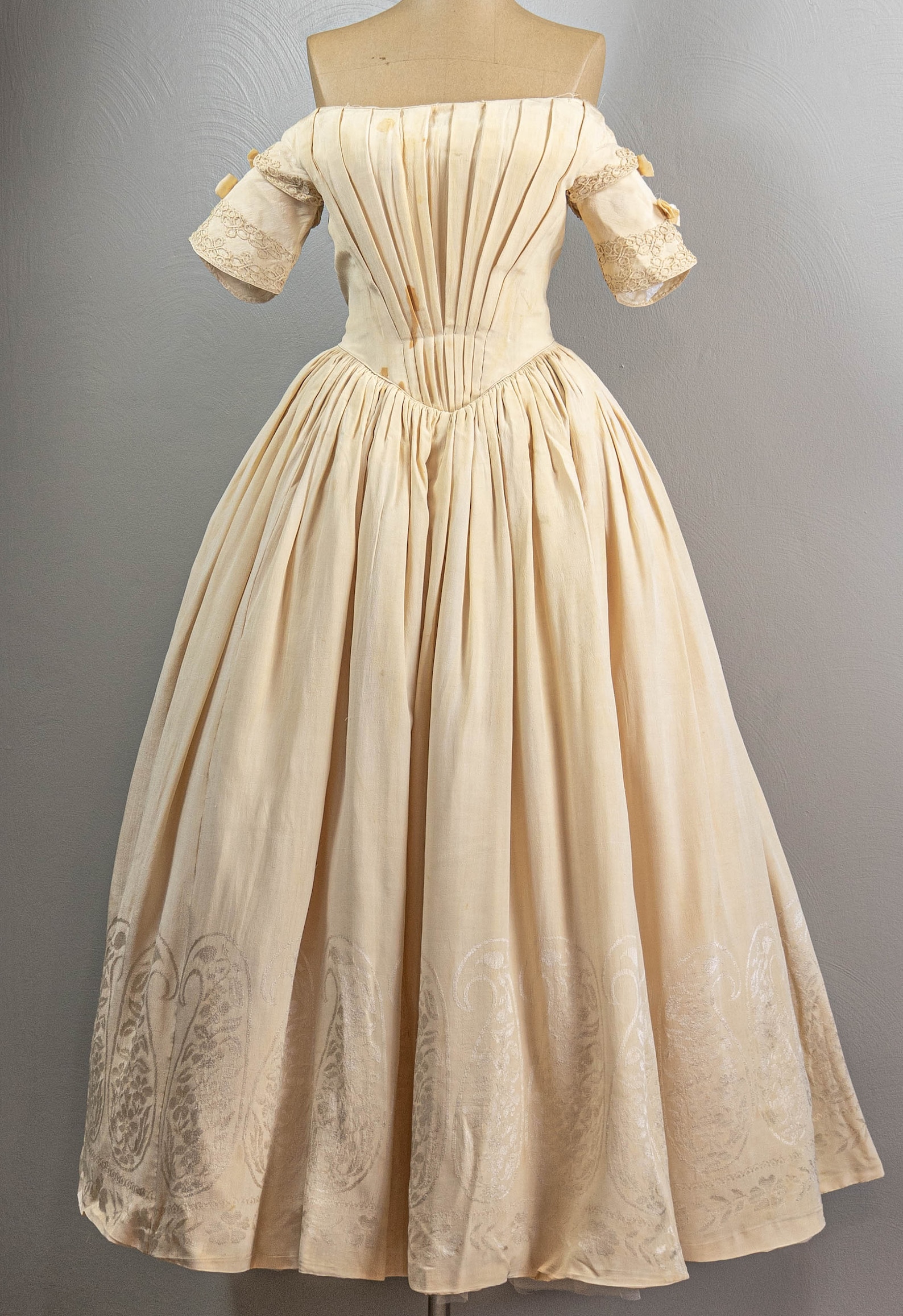Stunning 1840s Cream Silk Jacquard Ball Gown Romantic Era - Etsy