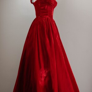 Luxurious Rare Custom 50s Red Velvet Ceil Chapman Ball Gown/evening ...