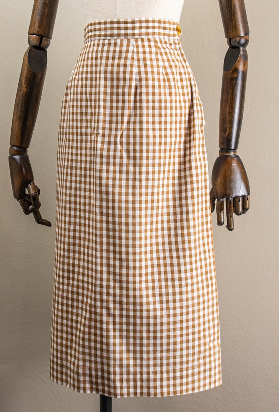 Chic Academia Styled 50s/60s Brown Gingham Suit Set, … - Gem