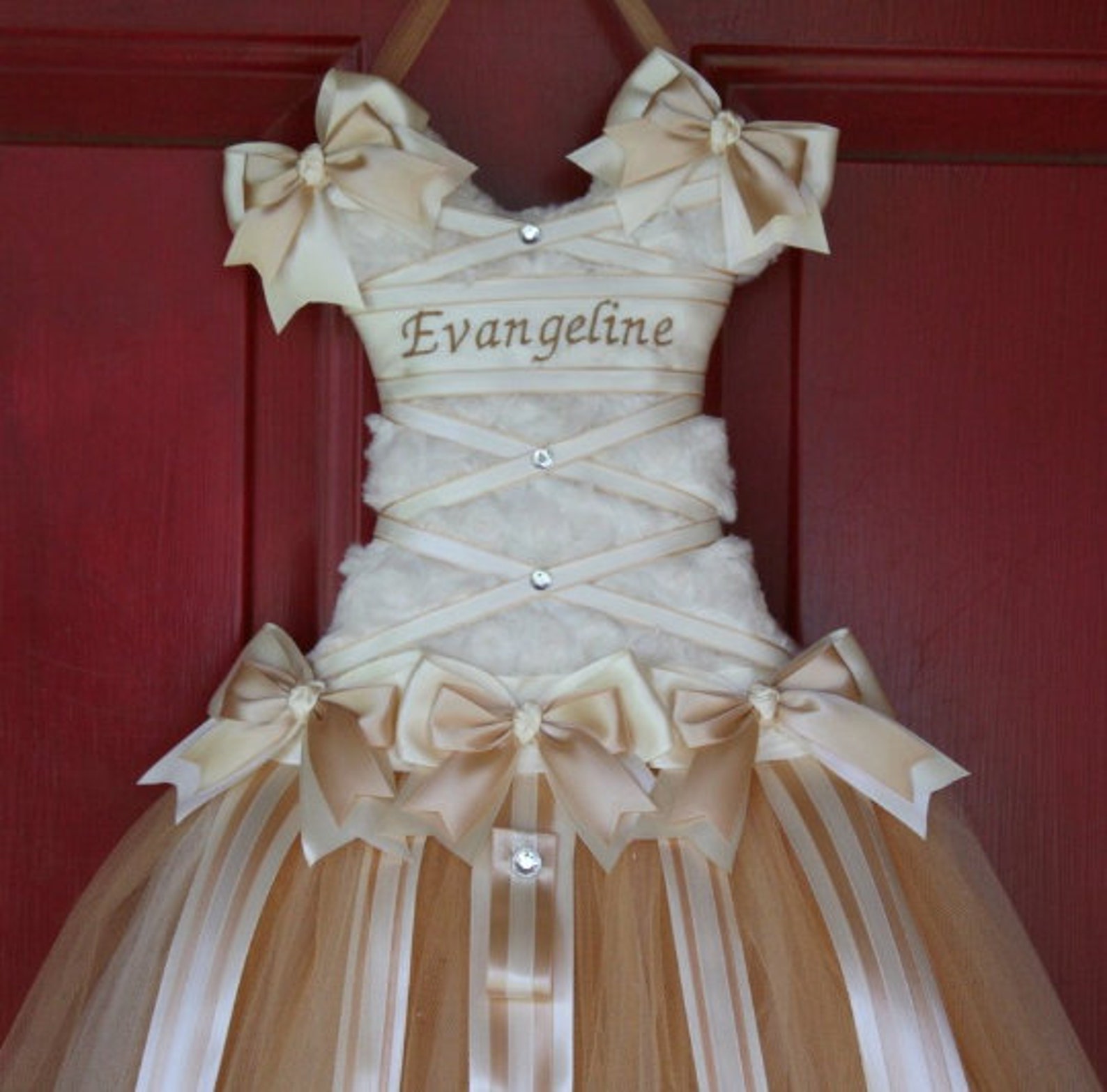 Tutu Hair Bow Holder W/ Headband Holder Ivory and Gold Mini | Etsy