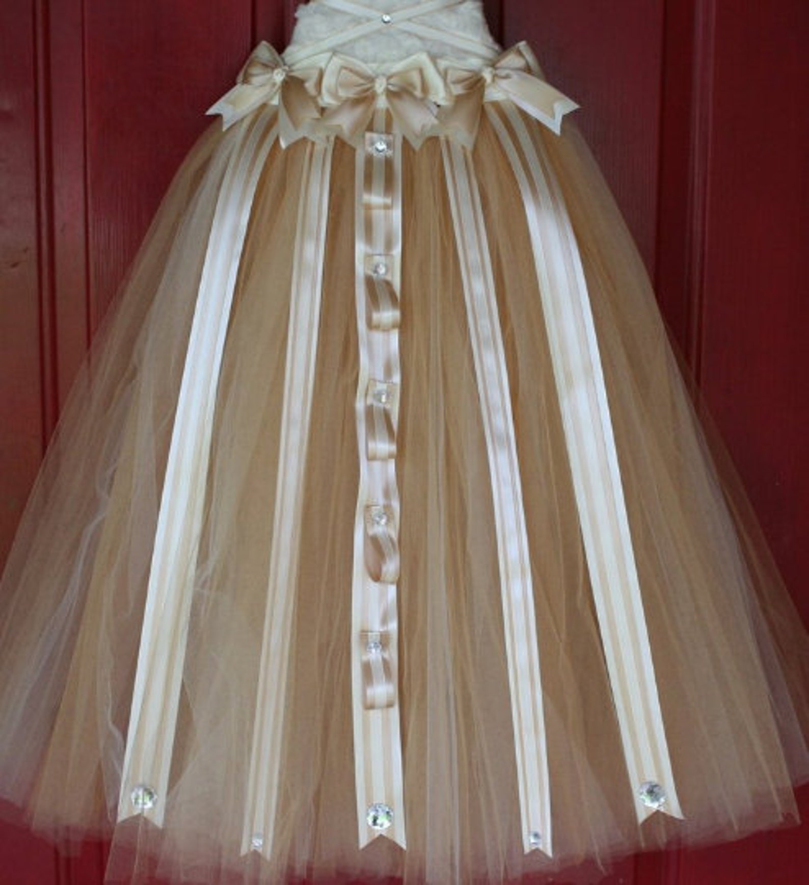 Tutu Hair Bow Holder W/ Headband Holder Ivory and Gold Mini | Etsy