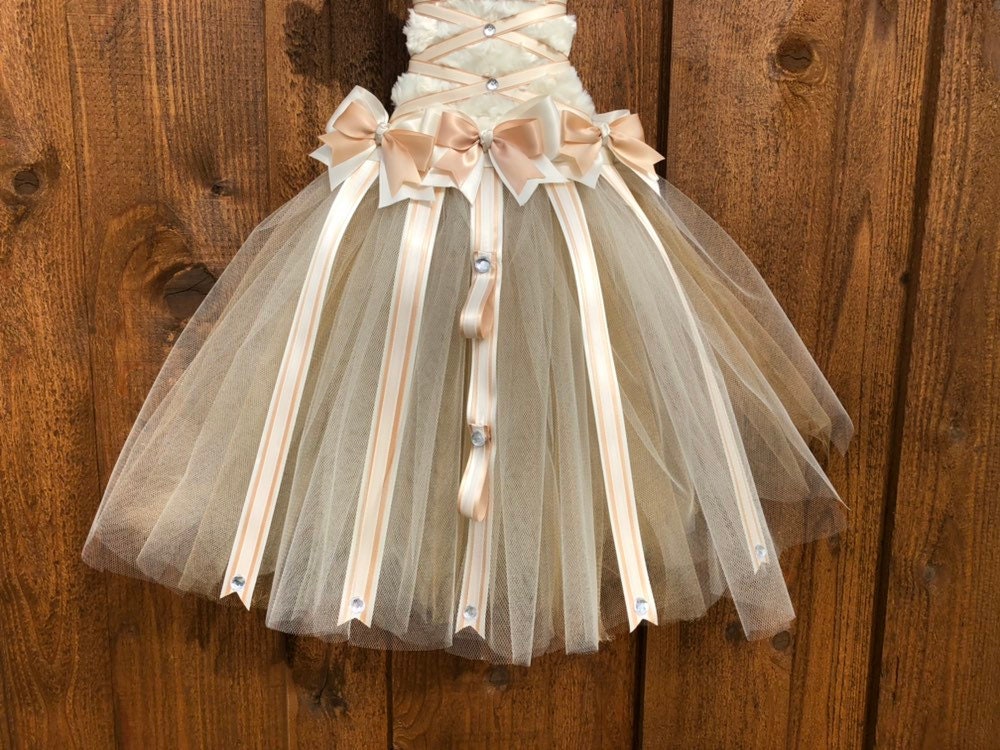 Tutu Hair Bow Holder W/ Headband Holder Ivory and Gold Mini | Etsy