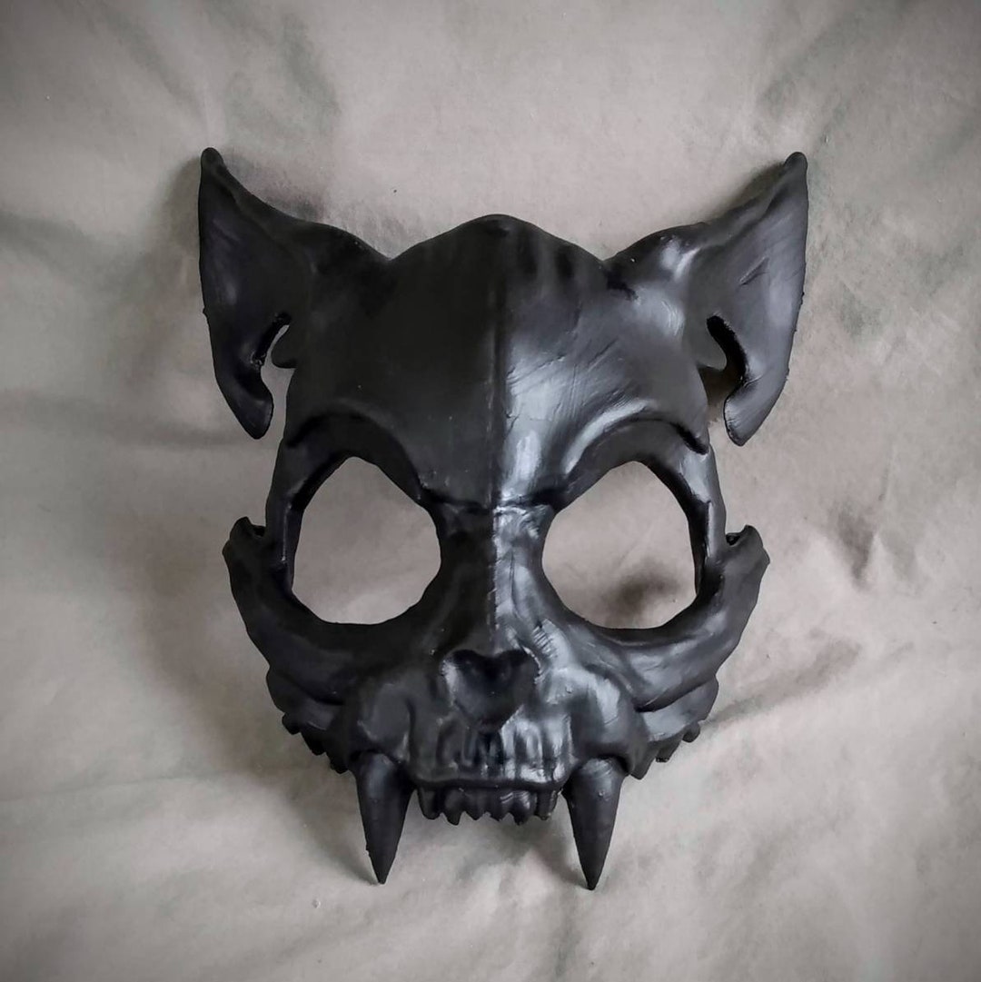 Black Cat Skull Mask Wearable Cat Skull Scary Skull Mask Wearable Mask Etsy