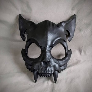 Black Cat Skull Mask / Wearable Cat Skull / Scary Skull Mask / Wearable ...
