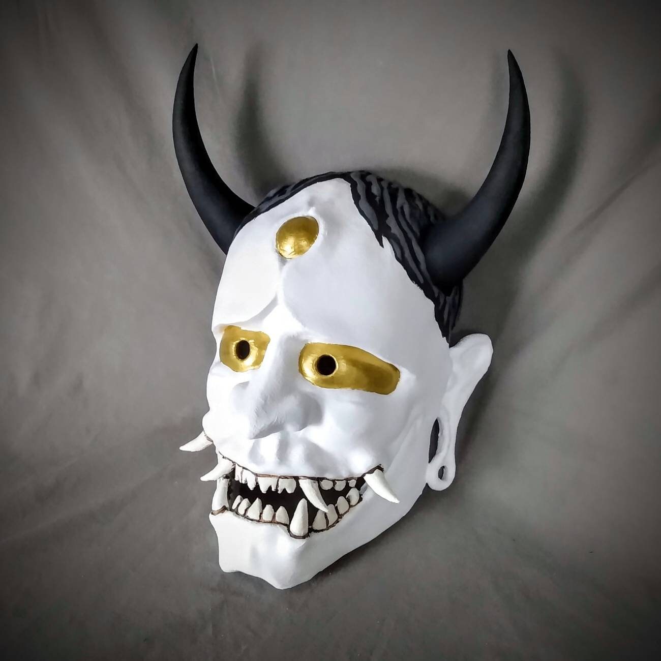 Hannya Mask / Wearable White Oni Mask / Noh Mask - Etsy