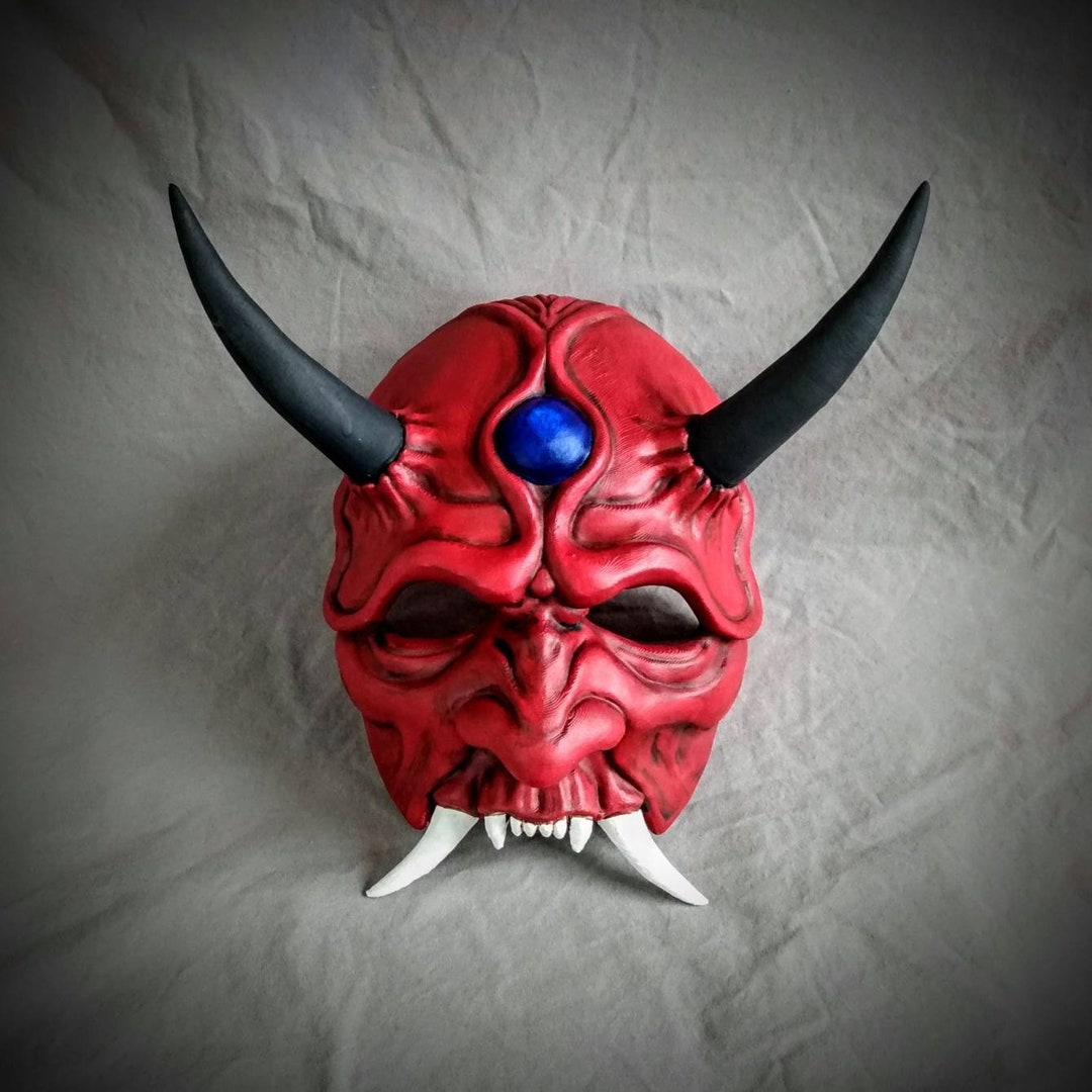 Red Oni Mask / 3/4 Oni Mask / Japanese Demon Mask - Etsy