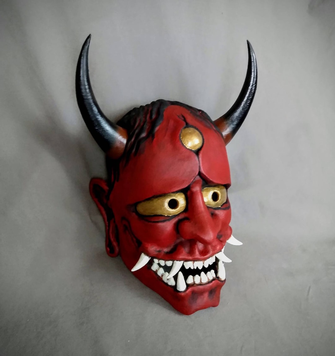 Wearable Hannya Mask: Hand-painted Red Oni Noh Mask - Etsy