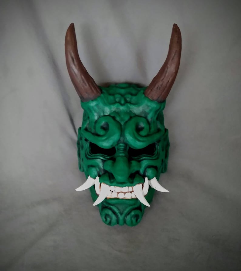 Oni Mask / Wearable Green Woodland Oni Mask / Japanese Yokai - Etsy