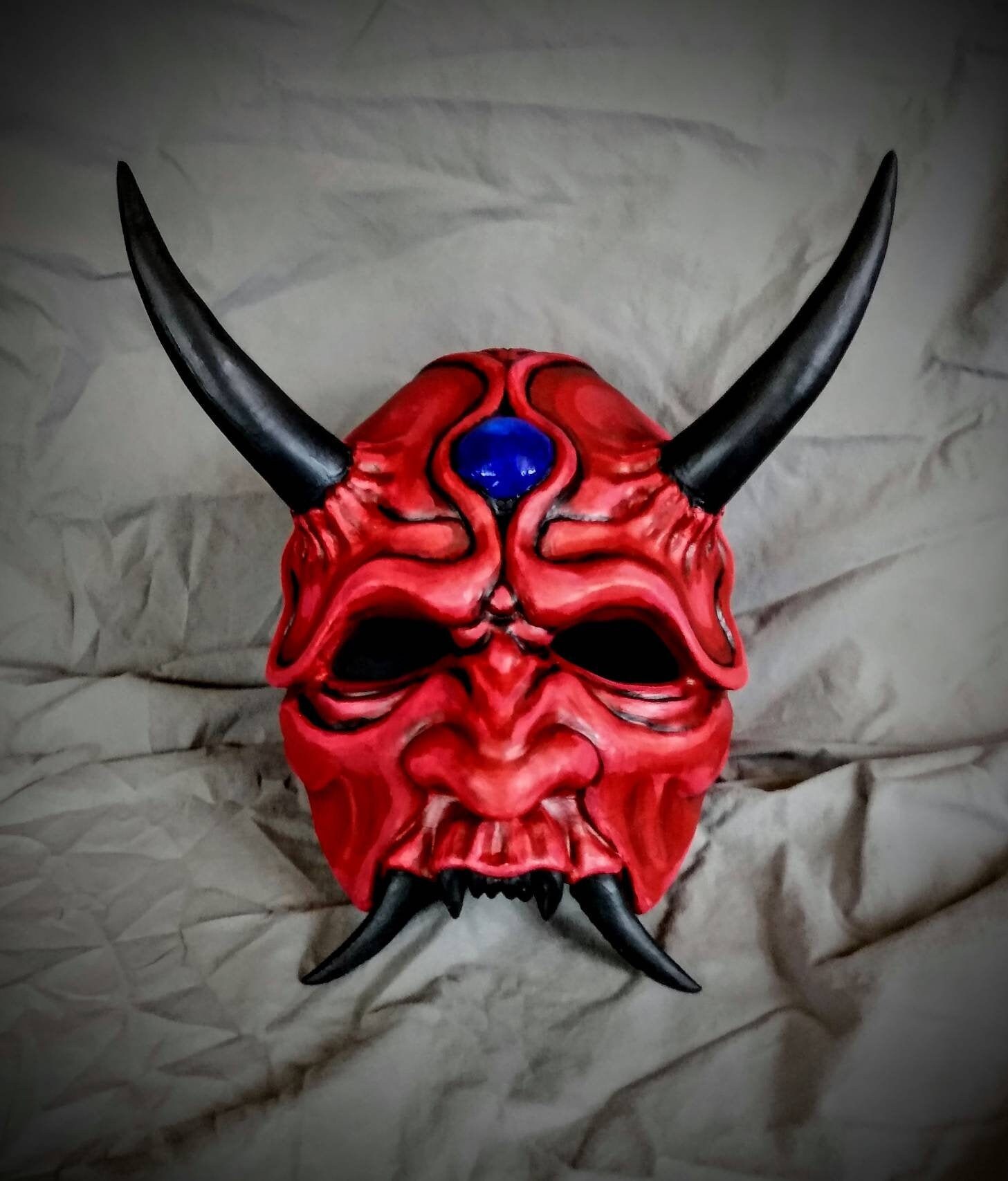 Red Oni Mask / 3/4 Oni Mask / Japanese Demon Mask - Etsy
