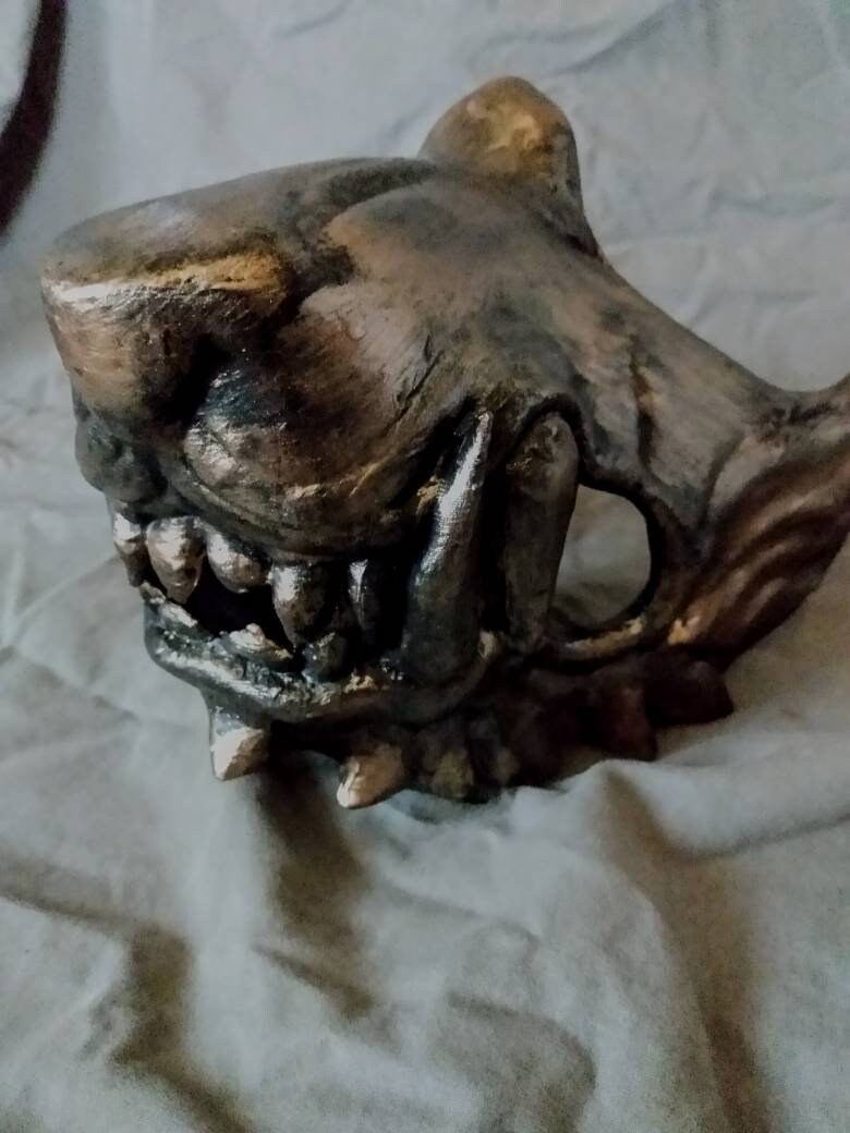 Bronze Painted Wolf Mempo Mask / Bushido Wolf Mask / Samurai | Etsy