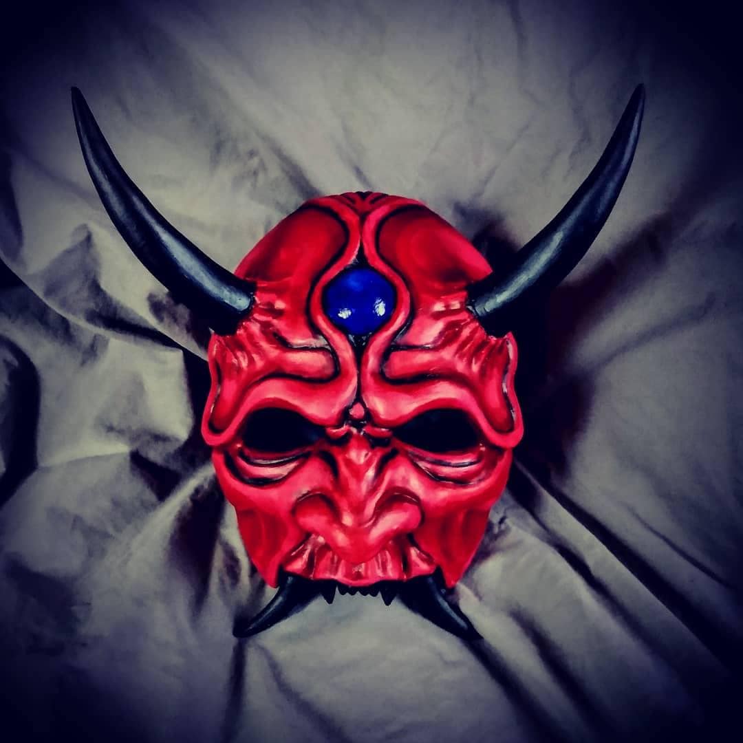 Red Oni Mask / 3/4 Oni Mask / Japanese Demon Mask | Etsy