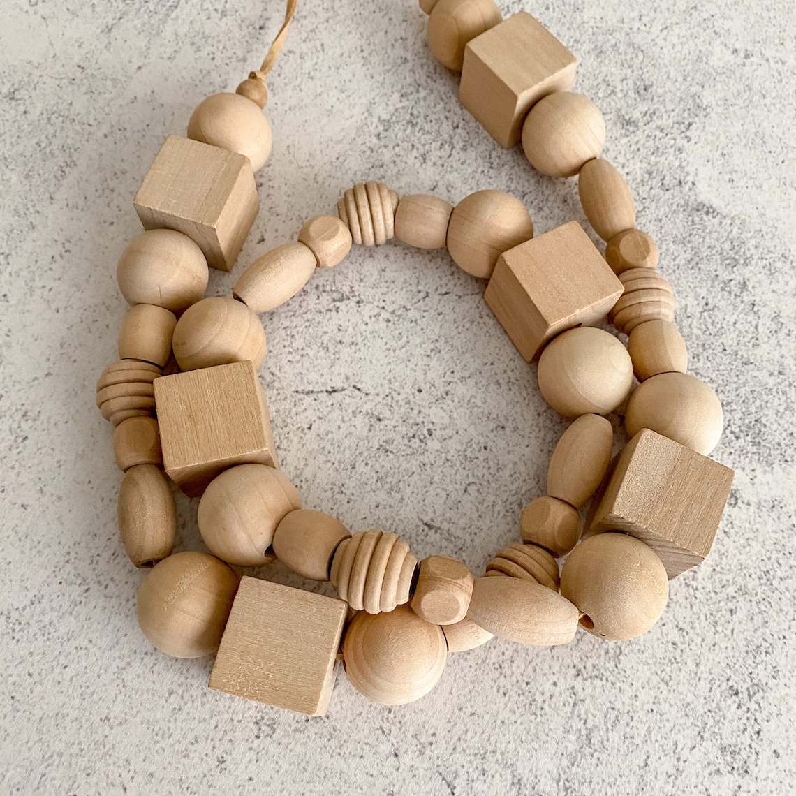 Geometric Wood Bead Garland Wooden Bead Garland Tiered Tray - Etsy