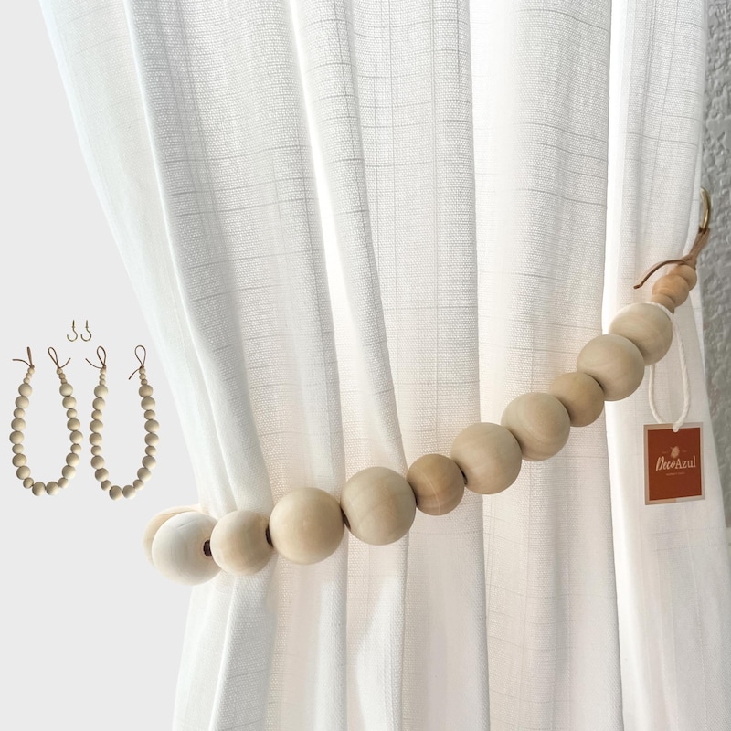 Wood Curtain Pulls - Etsy