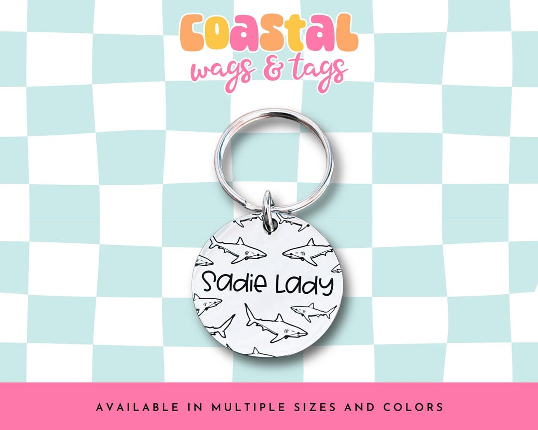 Sharks Dog Tag, Custom Engraved Pet ID Tag, Pet Identification Tag, Cat ...