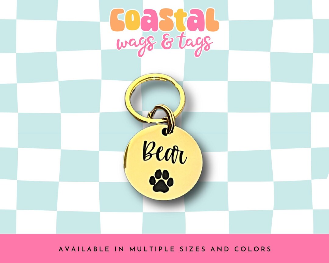 Paw Dog Tag, Stainless Steel, Custom Engraved Pet ID Tag, Pet ...