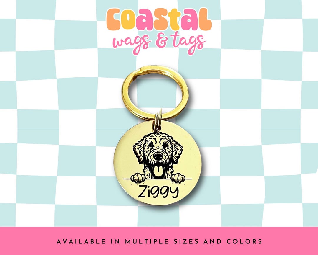 Dog Breed Doodle Dog Tag, Custom Engraved Pet ID Tag, Pet ...