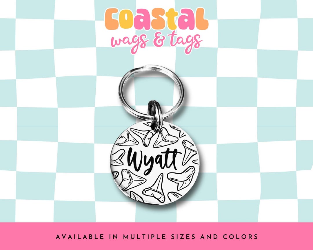 Shark Teeth Dog Tag, Custom Engraved Pet ID Tag, Pet Identification Tag ...