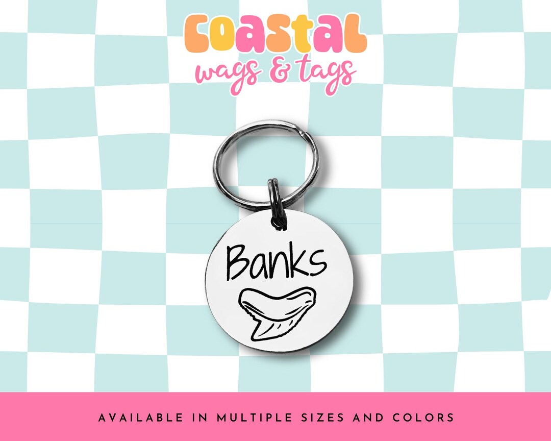 Tiger Shark Tooth Dog Tag, Custom Engraved Pet ID Tag, Pet ...