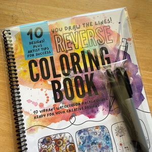 Reverse Coloring Book With Watercolor Backgrounds and Markers - Etsy