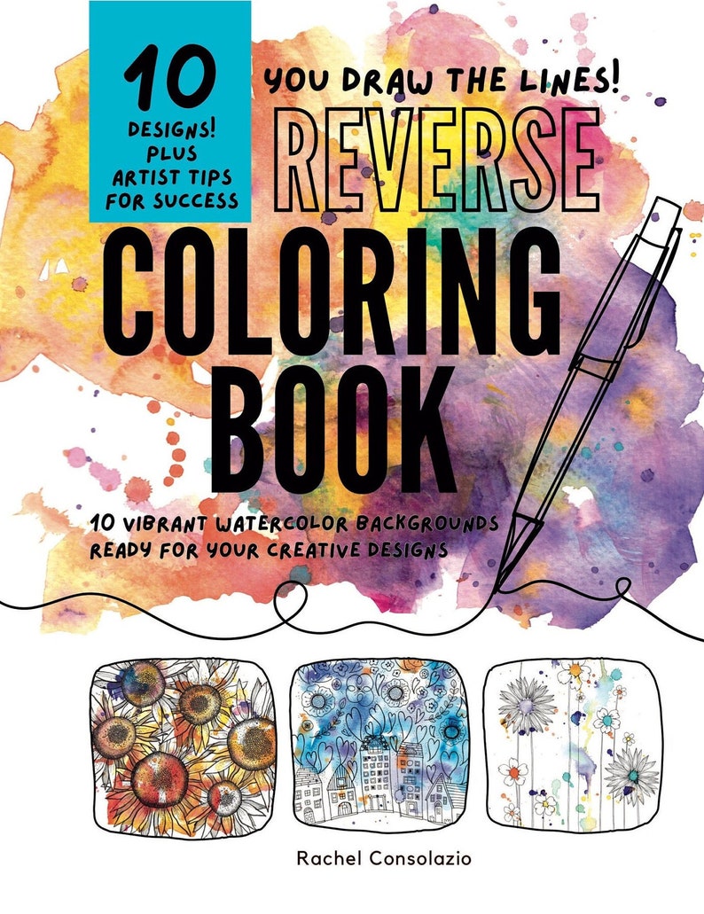 Reverse Coloring Book With Watercolor Backgrounds and Markers - Etsy