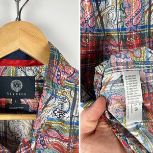 Men's Viyella Paisley Check Pattern Short Sleeve Shirt Size L Vintage ...