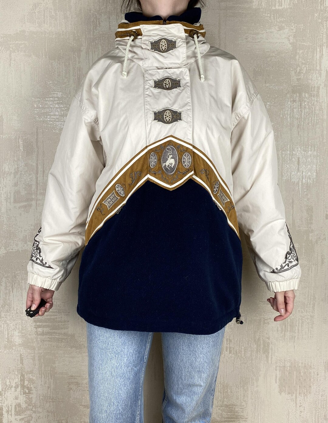 Bogner Vintage Hooded Anorak 1/4 Zip Embroidered Women's Ski Jacket ...