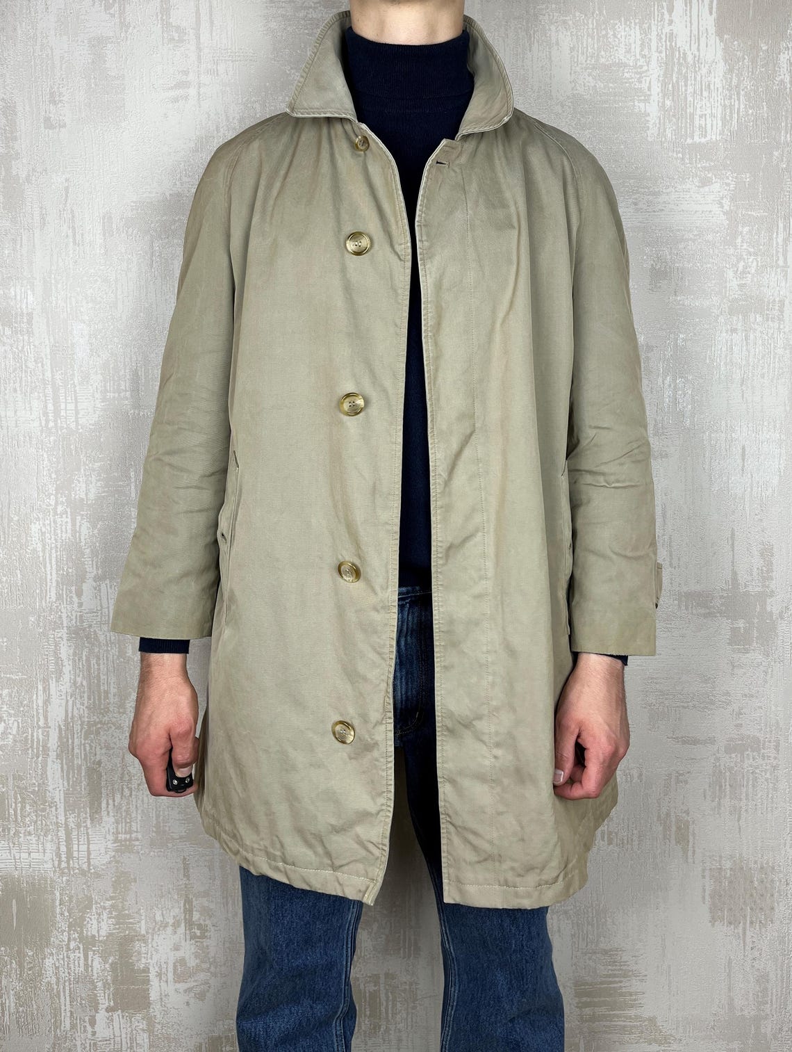 Vintage Daks London Check Lining Trench Coat Jacket Men's Size 107 CM ...