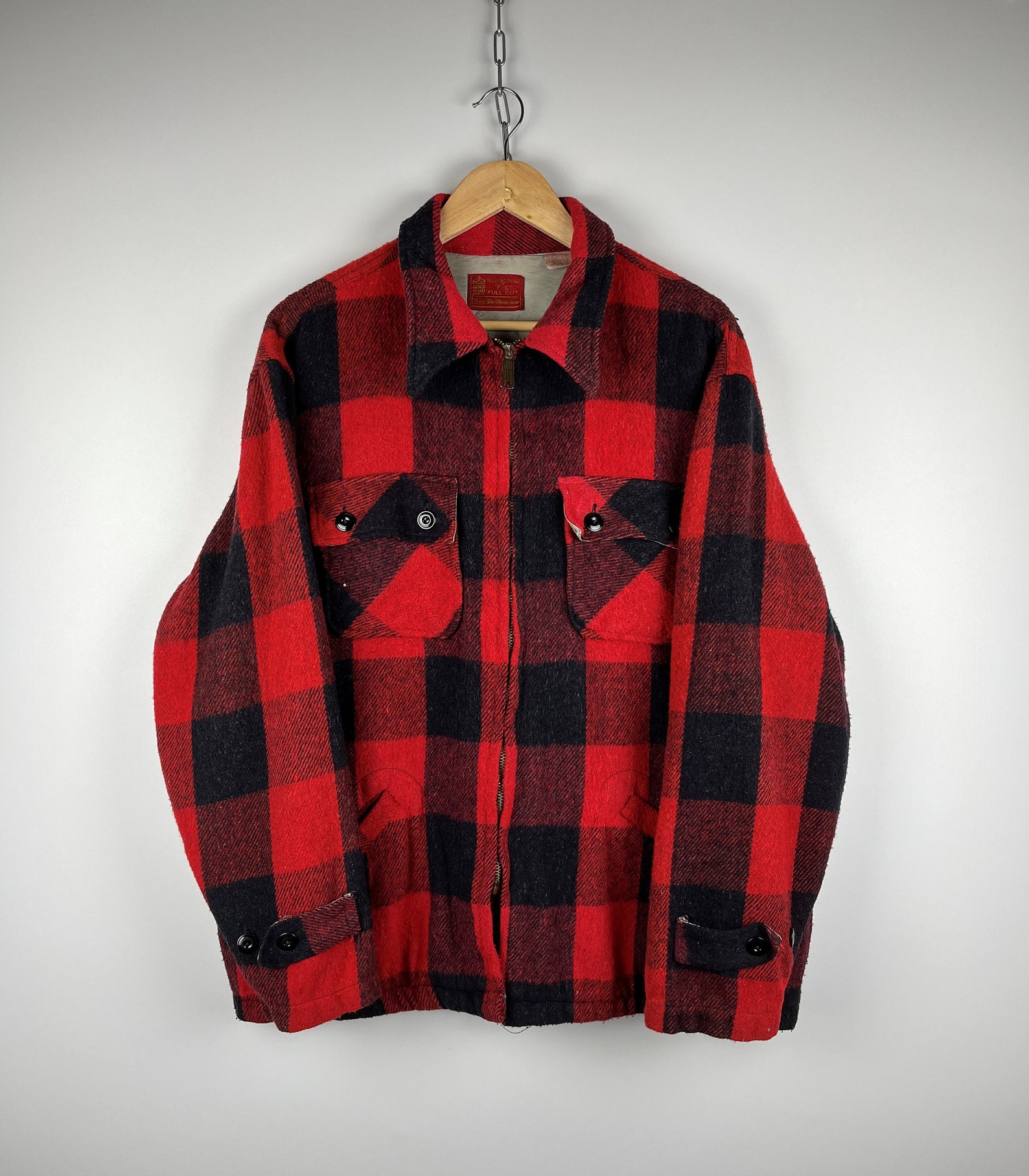 70's Kings Road Full Cut Vintage Lumberjack Jacket Size XL Zip Talon ...