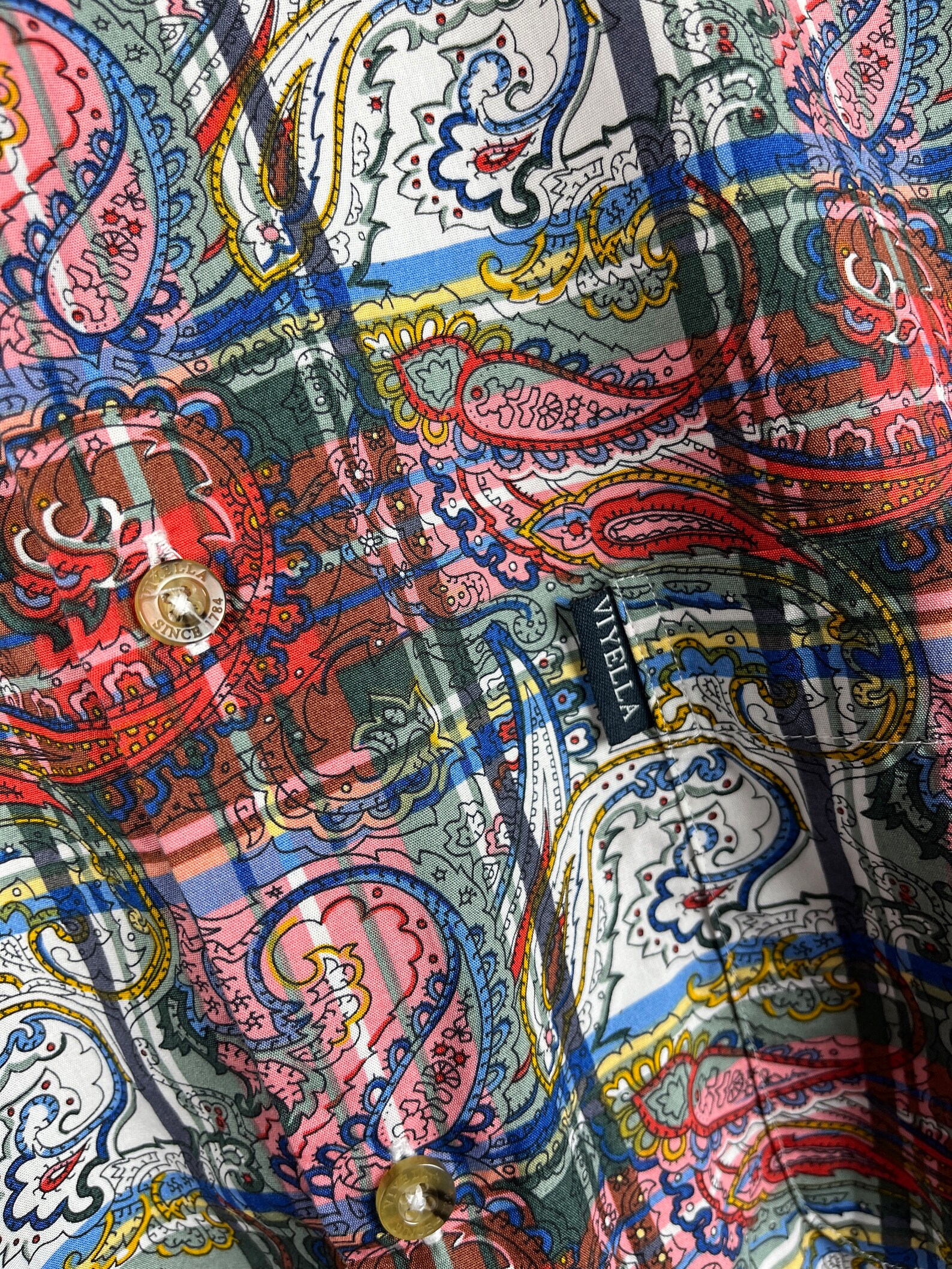 Men's Viyella Paisley Check Pattern Short Sleeve Shirt Size L Vintage ...