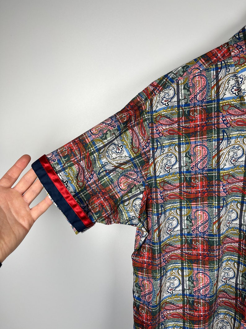 Men's Viyella Paisley Check Pattern Short Sleeve Shirt Size L Vintage ...