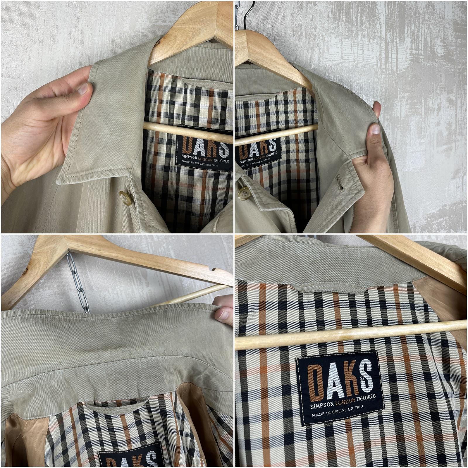 Vintage Daks London Check Lining Trench Coat Jacket Men's Size 107 CM ...