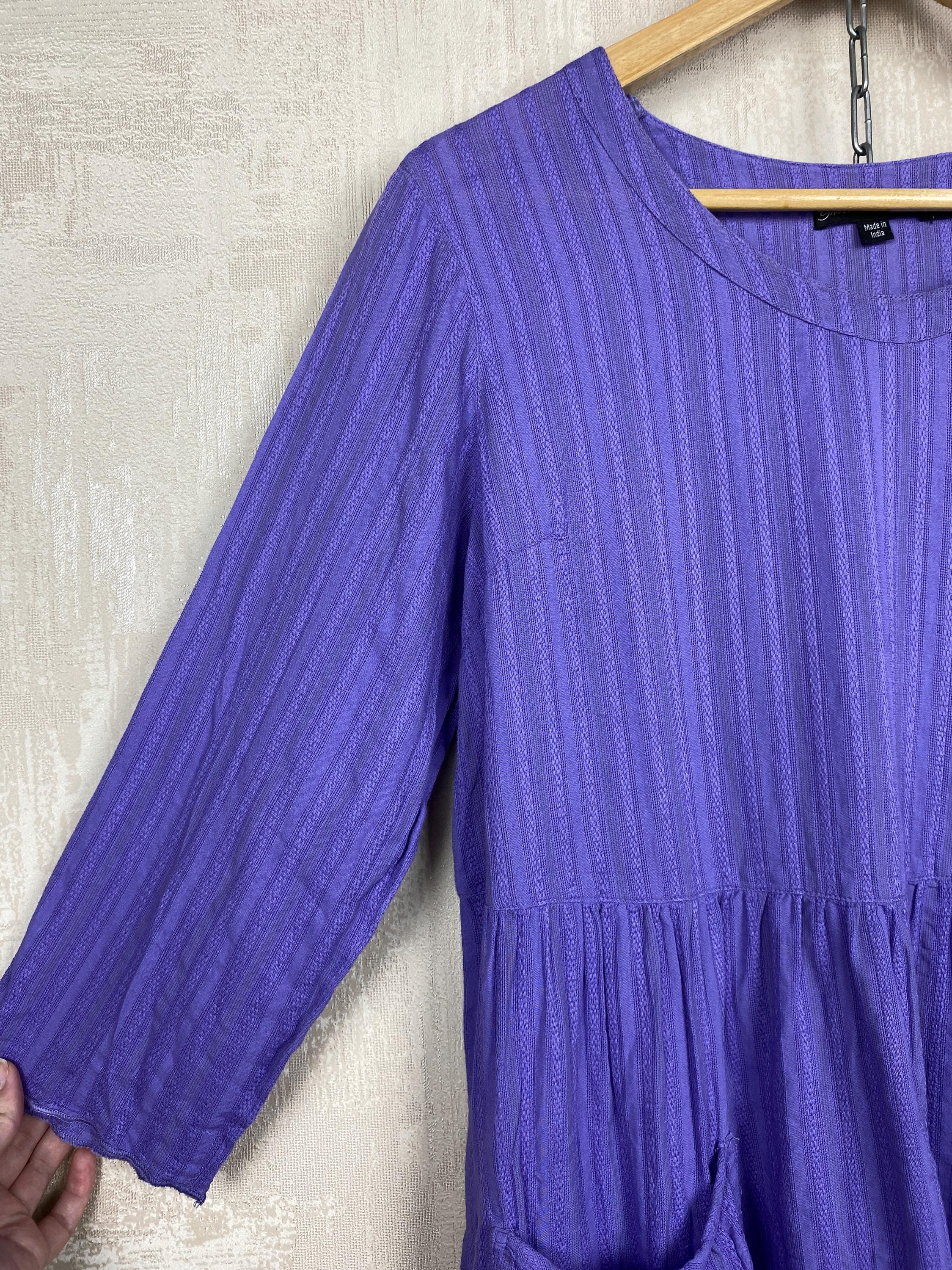 Gudrun Sjoden Organic Cotton Purple Striped Sundress Lagenlook Dress ...