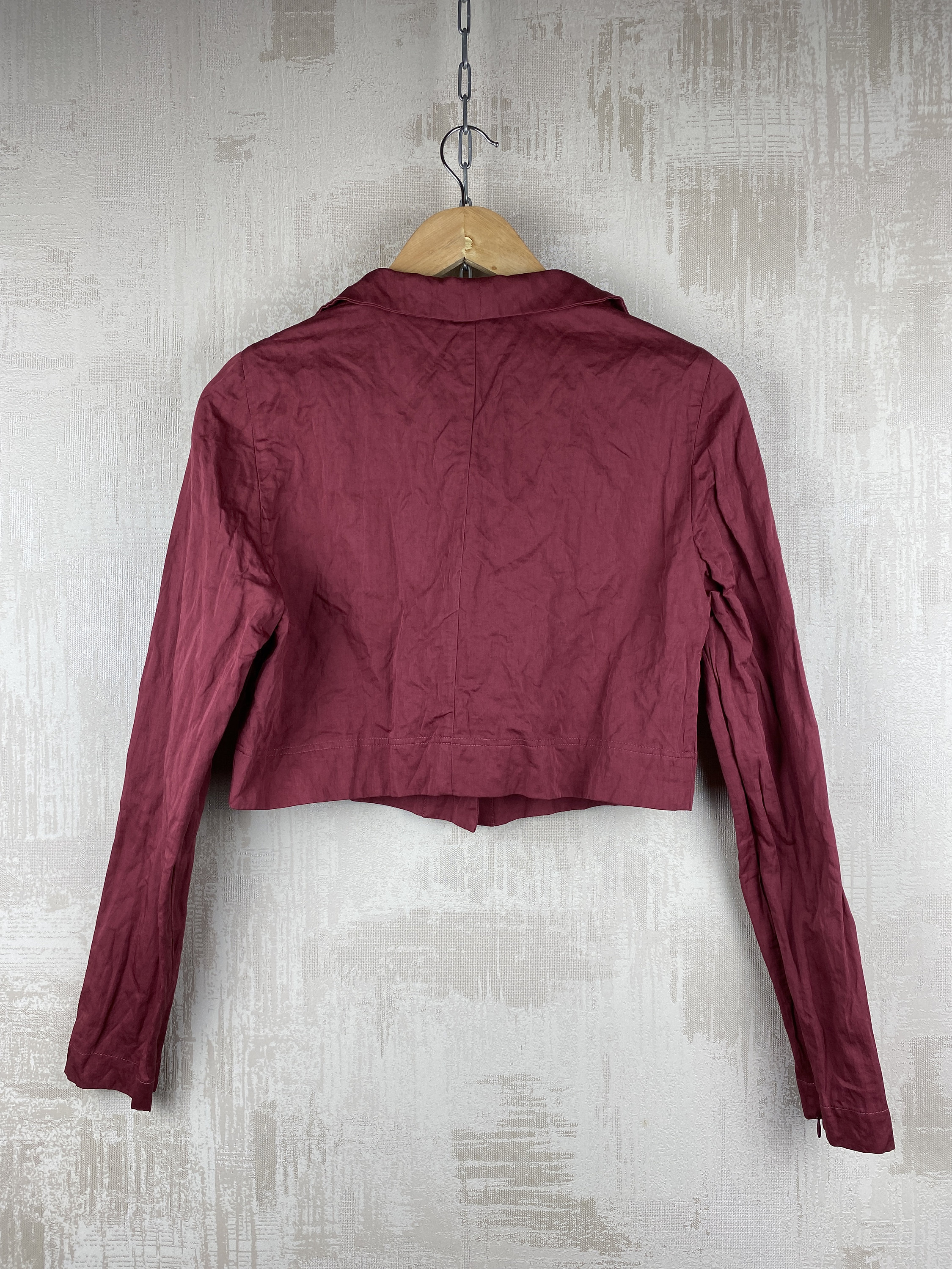 Sarah Pacini Cotton Cropped Vintage Blazer Burgundy Women's Top Size 1 ...