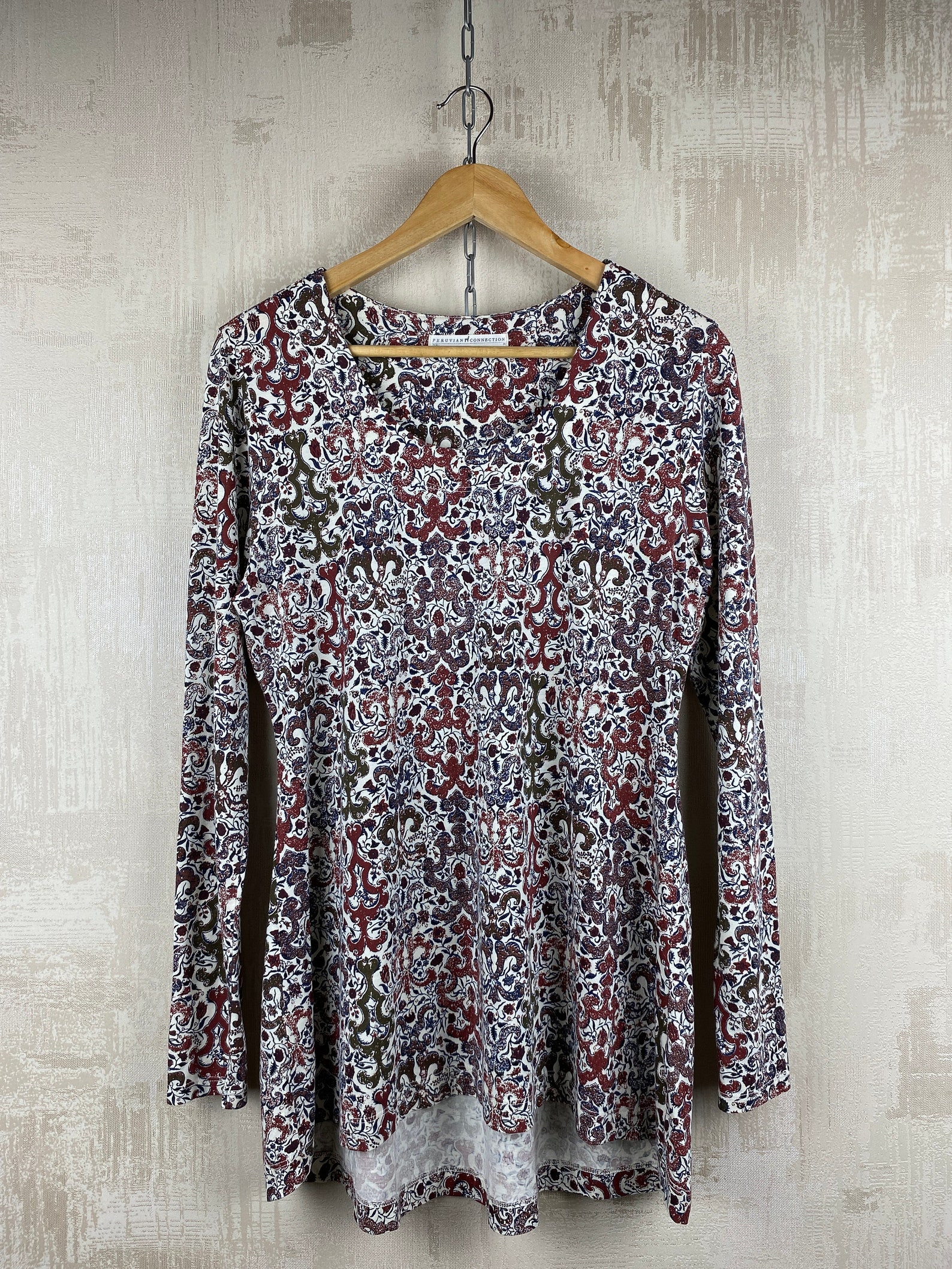 Peruvian Connection Floral Long Sleeve Tunic Women's Top Size M - Etsy